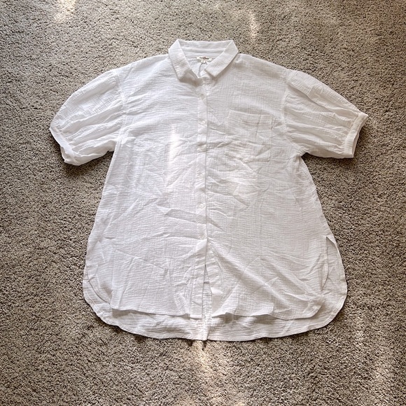 Tops | Off White Muslin Puff Sleeve Tunic | Poshmark